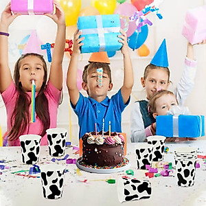 CONEHOY 60 Pcs Cow Cups Disposable Paper Juice Cups Western Cowboy Cow Cups Cow Theme Party Decorations for Birthday Party Baby Shower Farm Party Supplies (Black, White)