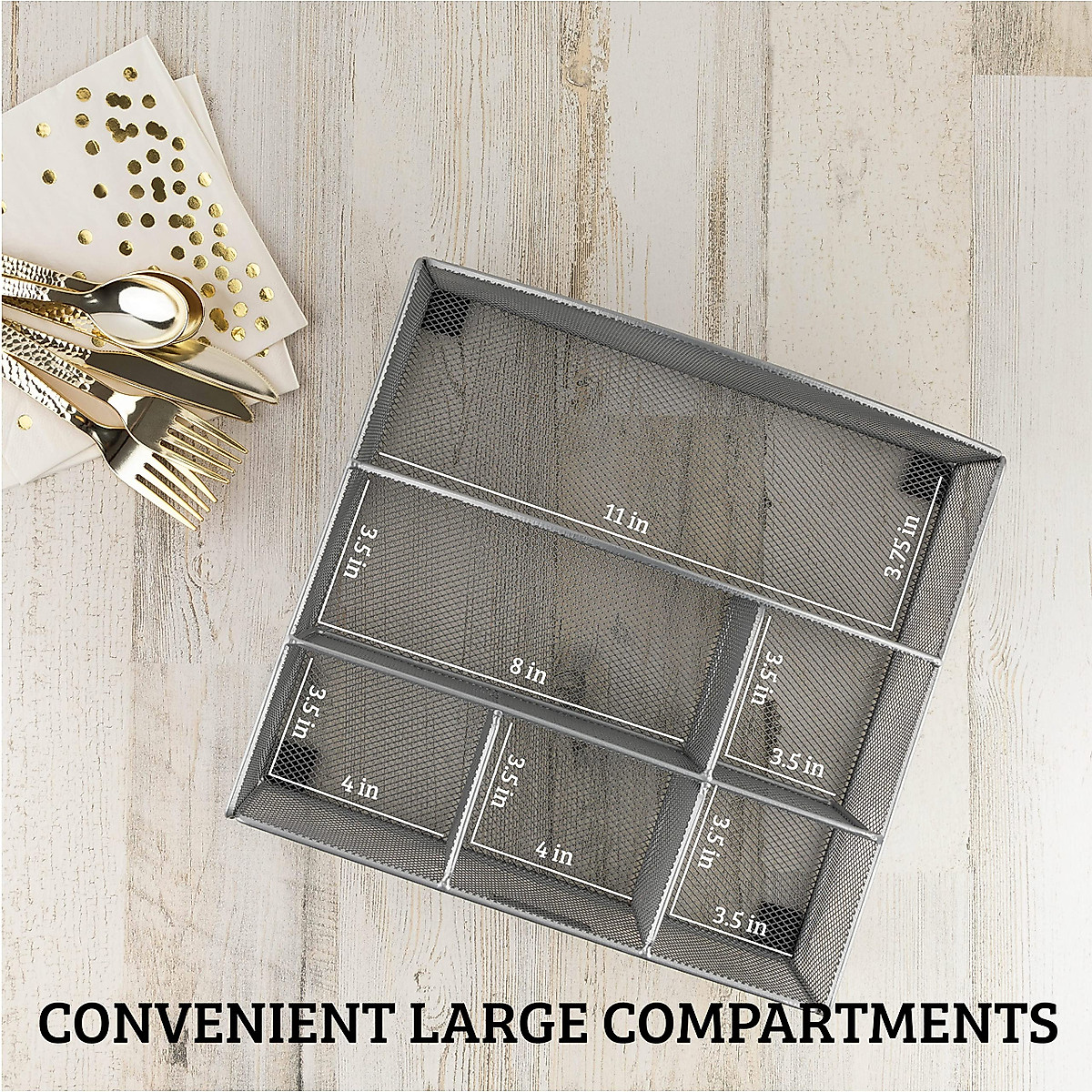 ELTOW Paper Plate holders and Buffet Caddy Large Cutlery holder for party, Fork, Knives, Cups Holder -Sturdy Napkin and Tableware Dispenser -For Home, Restaurant, Office -Utensil Caddy for parties