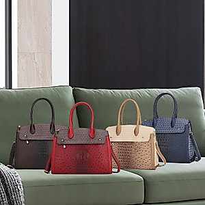 MKF Crossbody Shoulder Bag for Women – PU Leather Top Handle Pocketbook – Roomy Tote Satchel Handbag Purse Navy