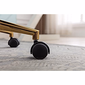 DBXII Modern 360°Swivel Velvet Office Chair Mid-Back Desk Chairs with Wheels Adjustable with Side Arms Gold Metal Base Cute Desk Chair for Bedroom, Home Office, Vanity Room (White Teddy + Wool)