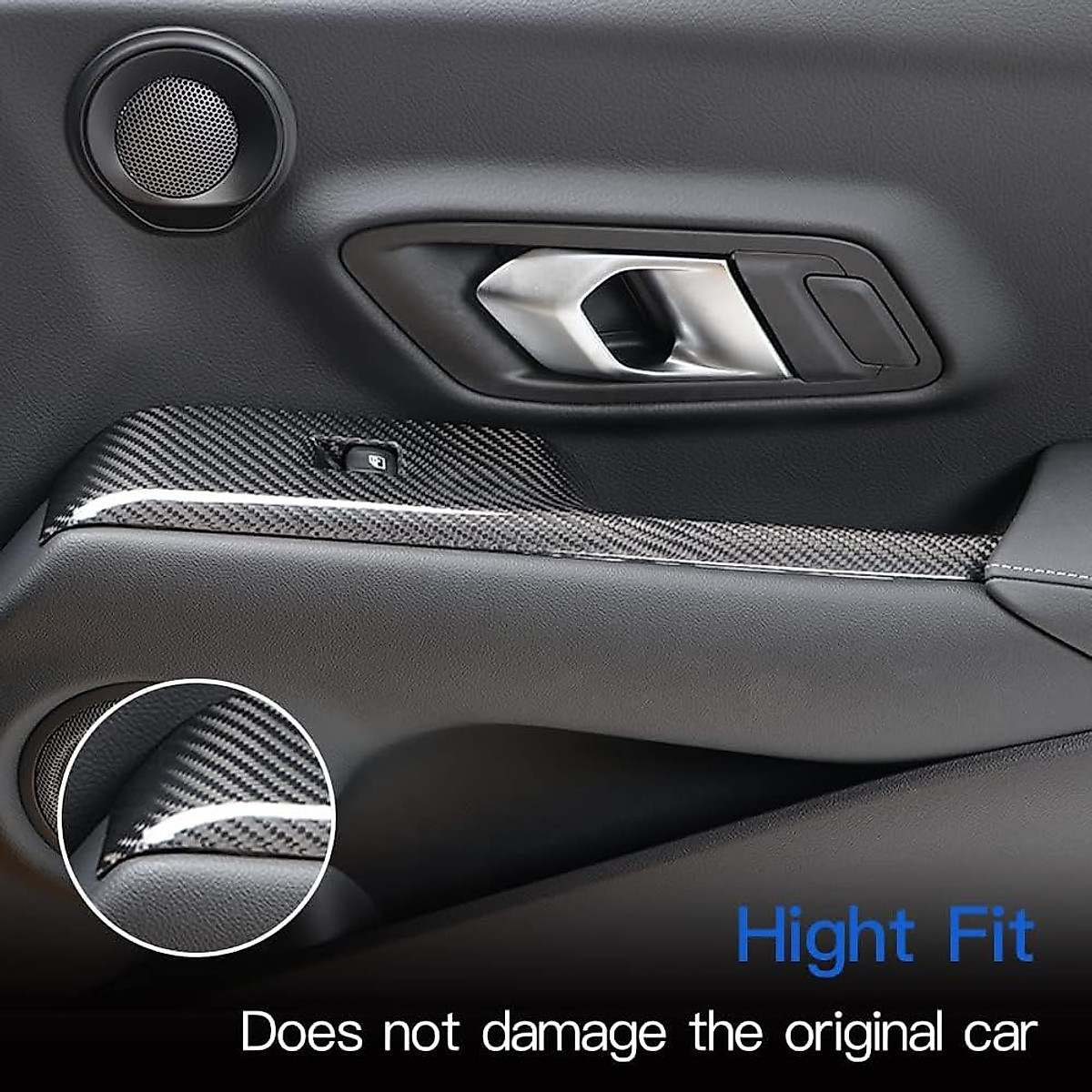 JSWAN Carbon Fiber Pattern Window Lift Switch Panel Decoration Frame Trim Cover for Toyota Supra GR A90 A91 MK5 2019-2024 Window Glass Lift Button Trim Switch Cover(for Left Hand Dirve)