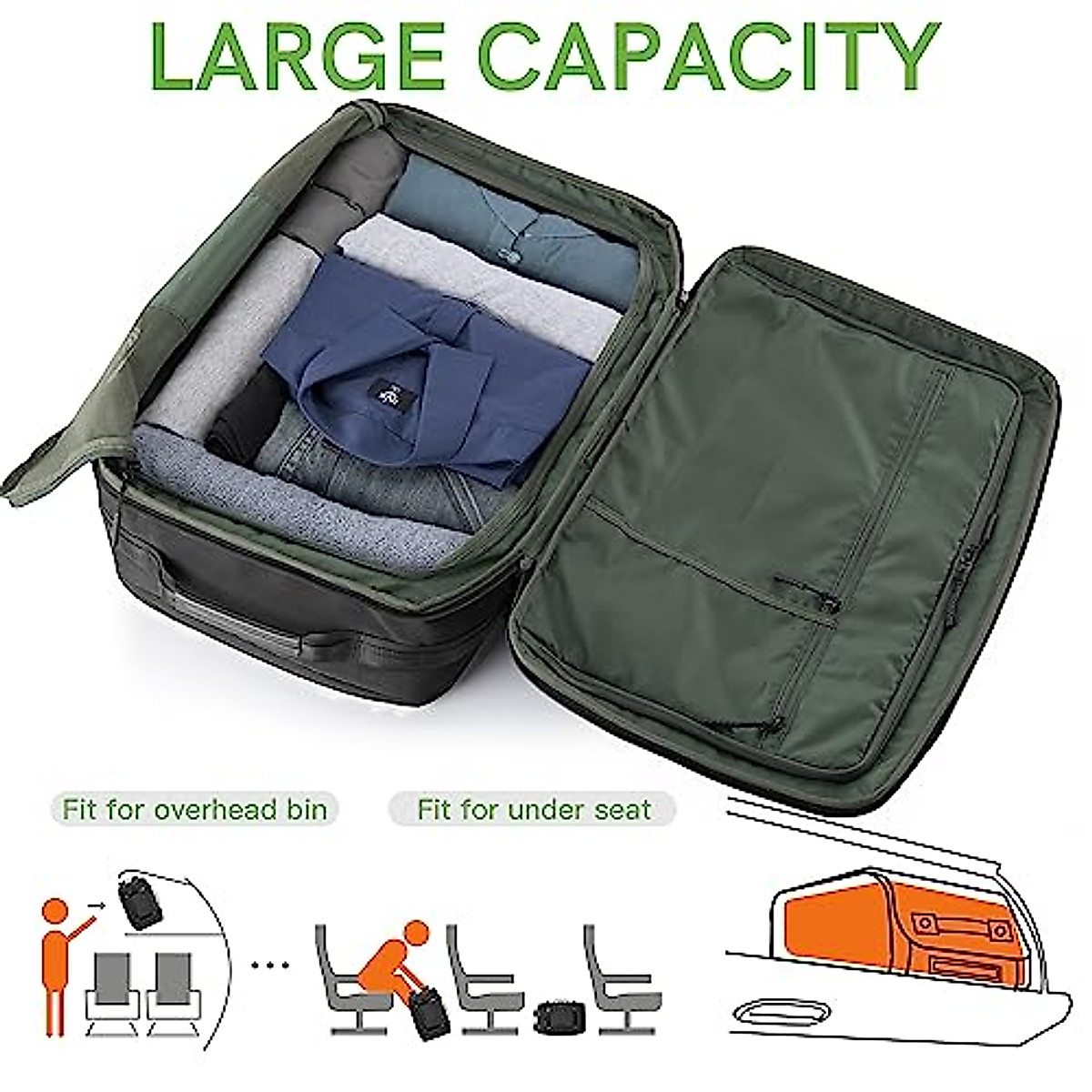 VGOAL Carry on Backpack,Flight Approved 35L Expandable Travel Backpacks Weekender Overnight Luggage Bag Daypack Business Extra Large Backpack Fits up to 17.3" Laptop for Men & Women