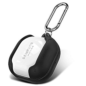 Fintie Silicone Case for Samsung Galaxy Buds 2 Pro (2022) / Galaxy Buds 2 (2021) / Galaxy Buds Pro (2021) / Galaxy Buds Live (2020), Shockproof Carrying Cover with Carabiner, No Need Adhesive (Black)