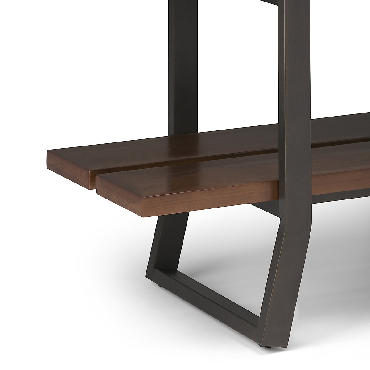 SIMPLIHOME Adler SOLID WOOD and Metal 66 inch x 54 inch Modern Industrial Bookcase in Light Walnut Brown with 4 Shelves, for the Living Room, Study and Office