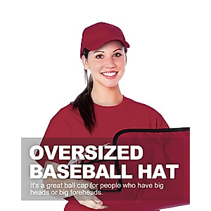 Zylioo XXL 100% Cotton Baseball Cap Hat,Oversized Structured Fitted Cap,Adjustable Size Dad Cap for Big Heads 60cm-65cm