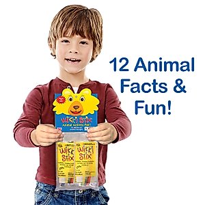 WIKKI STIX Animal Activity Pak - Features 12 Zoo Animals with Hands-on Activity and Fun Fact on Each, Made in The USA! Multiple Colors !