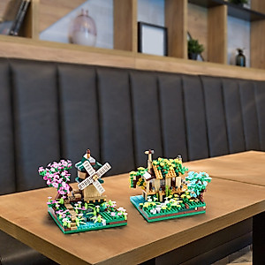Kadablk Sakura Tree House Plant Micro Block Building Set,Friendship Windmill Model Construction Set,1200 PCS for Adults and Kid