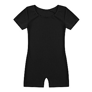 Yeahdor Kids Boys Girls Team Basic Gymnastics Dance Leotard Bodysuit Biketard for Athletic Sports Tumbling Black 8-10