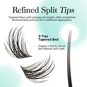 BEYELIAN Lash Clusters, 72 Pcs 10-16mm Individual Cluster Lashes False Eyelashes Extension Natural Look Reusable Glue Bonded Black Super Thin Band DIY Eyelash Extension (StyleC05 Mix Black Band)