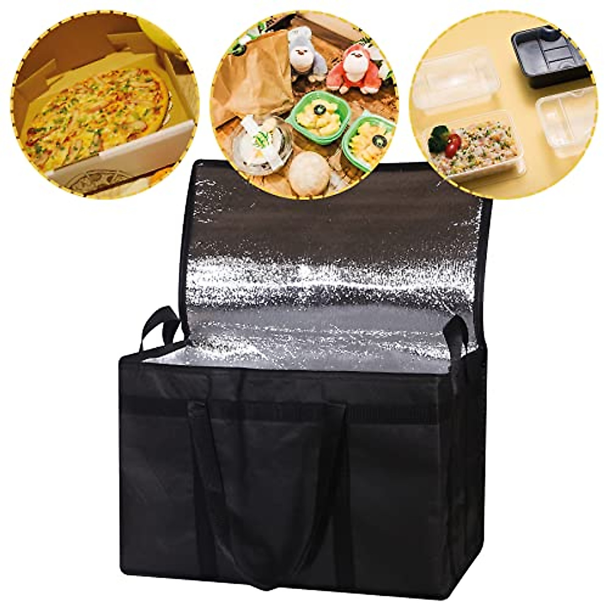 DIOMMELL Large Capacity Insulated Food Delivery Bag, Reusable Grocery Warming Tote Insulation Bag for Hot and Cold Food Beverages Postmates Catering Shopping Groceries Picnic Camping