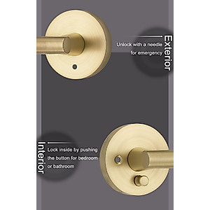 goldenwarm Gold Interior Door Handles, Gold Privacy Lever Door Handle, Heavy Duty Interior Bedroom Door Lever Pack, Gold Door Handles Interior for Bathroom (3 Pack)