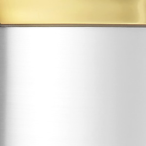 Kraftware Mylar Brushed Chrome/Brass 13-Inch Oval Waste Basket with 3/4-Inch Brushed Brass and Gold Bumper