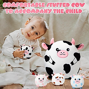 HyDren Cow Plush Pillow Set Mommy Cow Stuffed Animal with 4 Cute Small Spotted Babies Cow Stuffed Animal Plushies Toy Gifts for Boys Toddlers Kids Birthday Party Decor