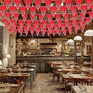 Waenerec Western Themed Party Decorations 6 Pack Red Bandana Pennant Banner Country Farm Cow Print Banner Flags Cowboy Baby Shower Decorations for Boy Rodeo Wild West Party Supplies