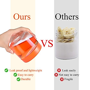 Hsei Overnight Oats Jars 10 oz Glass jar with Screw lid, Mason Oatmeal Jar Wide Mouth Airlight Jar Meal Prep Containers for Breakfast Yogurt Fruit Pudding (10)