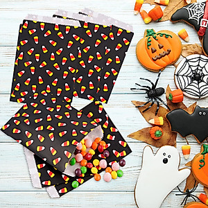 Kolewo4ever 100 Pieces Halloween Treat Bags Halloween Candy Corn Bag Halloween Paper Bags Candy Buffet Paper Bags for Chocolate Candy Cookies Party Favor