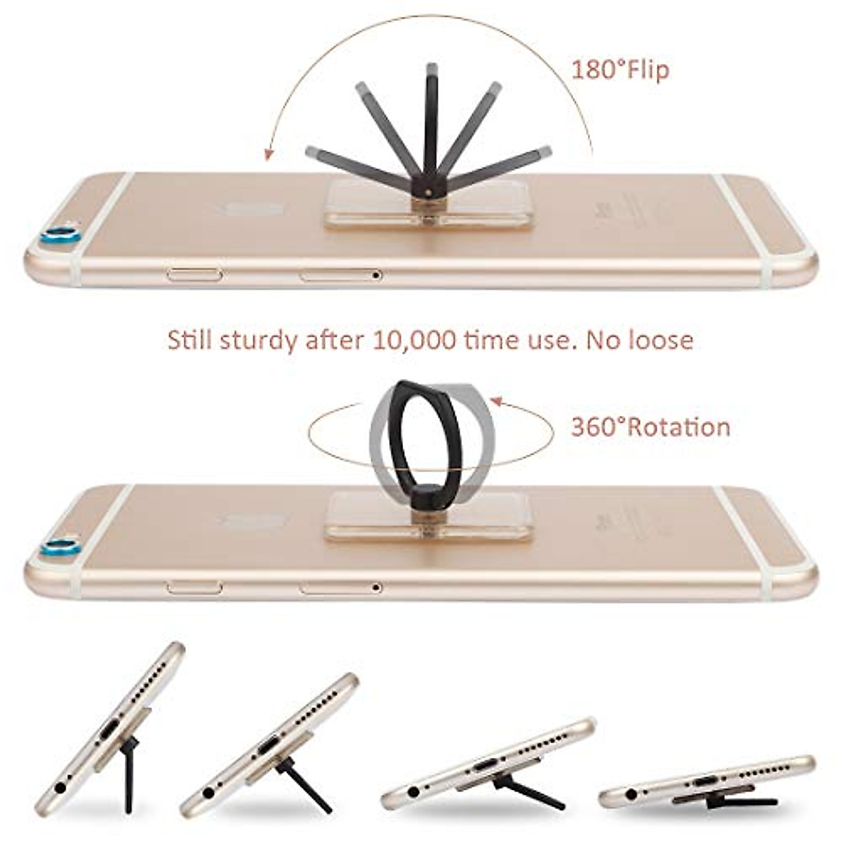 Cell Phone Ring Holder Finger Kickstand - 4Pcs Cell Phone Case Ring Stand 360 Rotation Phone Holder Clear Popsockets with Finger Ring - iPad Kickstand for Phone Case Compatible to iPhone Samsung