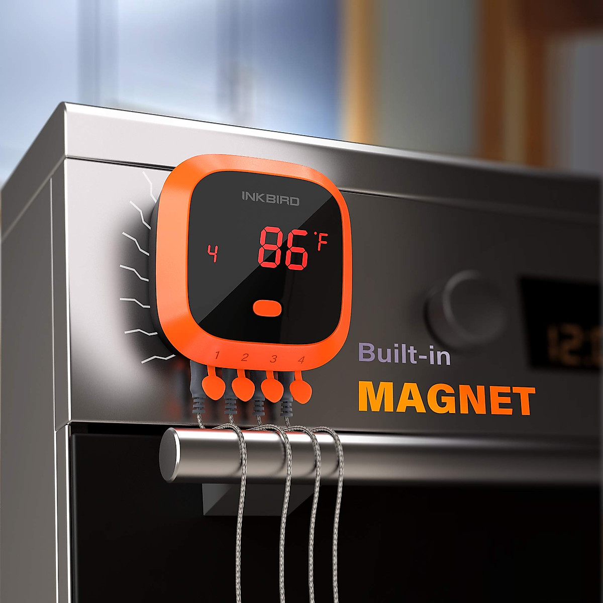 Inkbird Waterproof 150 FT Bluetooth Meat Thermometer IBT-4XC with Magnet, Timer, Alarm and 4 Probes, BBQ Grill Digital Wireless Meat Thermometer for Cooking, Smoker, Kitchen, Oven