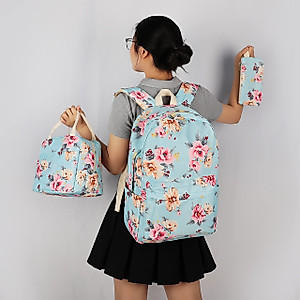 Bluboon School Backpack Set Girls Womens Laptop Bookbag Casual Daypack Fits 15 inch Laptop with Lunch Tote Bag and Pencil Bag