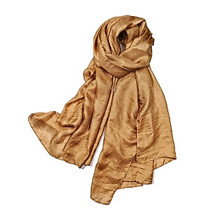 Shanlin Solid Color Silk Feel Long Scarves (Gold)
