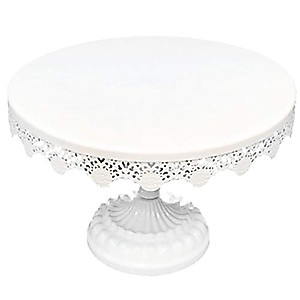 10 Inch Metal Lace Cake Stand Round Cupcake Stands Metal Dessert Display (white)