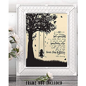 To Be Nobody But Yourself - E.E. Cummings 11x14 Unframed Motivational Wall Art - These Literature Book Posters are Perfect for English Classroom, Home Office or Anywhere you Want Motivational Posters