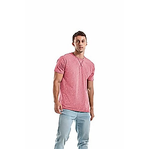 KLIEGOU Men's T-Shirts - Elasticity Cotton Crew Neck Tees 2166 Pink XL