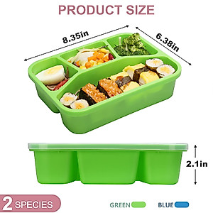 Ylebs 4 Pack Bento Lunch Box Reusable 4 Compartment Lunch Containers for Adults,BPA Free Plastic Divided Food Meal Prep Containers,Schools,Work and Travel