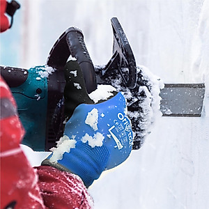 Waterproof Winter Work Gloves for Men and Women, Freezer Gloves for Working in Freezer, Thermal Insulated Fishing Gloves, Super Grip, Blue, Large