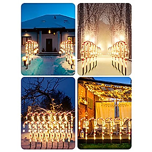 12 Pack Solar Christmas Candy Cane Lights, 21" Candy Cane Pathway Lights Outdoor Markers Christmas Decorations Lights with 8 Lighting Modes, for Xmas Holiday Party Garden Walkway Patio Garden Decor
