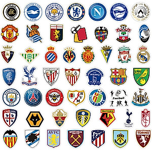 Football Team Club Stickers |100Pcs Soccer Fans Logo Sport Stickers Waterproof Vinyl Sports Decal for Water Bottle, Laptop, Phone Cases, Vinyl Waterproof Stickers, Decal Softball Gifts for Girls