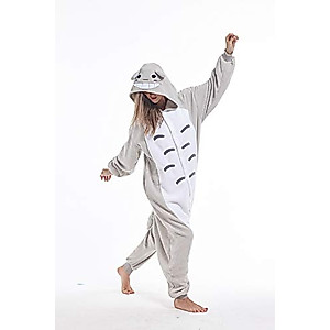 Sqlszt Animal Onesie Adult One Piece Pajamas Unisex Cosplay Costume for Women Men XL Grey