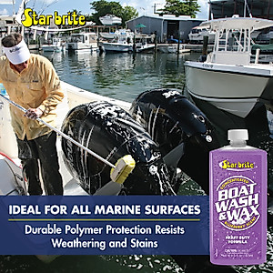 STAR BRITE Boat Wash & Wax - Heavy Duty Concentrate - Clean, Shine & Protect in One Easy Step - Blueberry Scent - 16 OZ (089816)