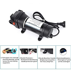 MAXECO-110V 40PSI Water Diaphragm Pump Self Priming 4.5GPM 17LPM-Water Pressure Booster Pump Sprayer for Home/Misting/Caravan/RV/Boat/Marine