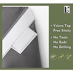 PI Blackout French Door Curtain,Privacy Thermal Insulated Window Curtain with Velcro for Glass Door/Front Door/Sliding Door/Patio Door 1 Panel(W26XL68,Dark Grey)