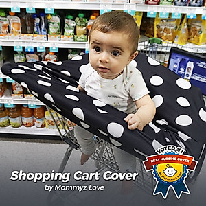 Nursing Breastfeeding Cover/Scarf + Baby Car Seat Cover/Canopy + Shopping Cart/Stroller Cover + High Chair Cover for Infant Girls and Boys. Best 4 in 1 Multi Use Stretchy Covers (Dots)