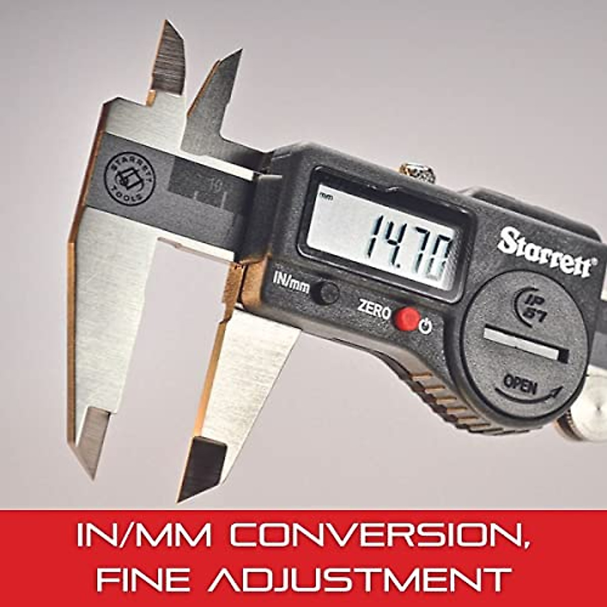 Starrett Stainless Steel Electronic Slide Caliper - 0-12" Range, 0005" Resolution, LCD Display, Fine Adjustment Thumb Wheel, in/mm Conversion - EC799A-12/300