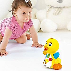 Woby Musical Duck Toy, Baby Preschool Educational Learning Toy with Music and Lights,Infant Light Up Dancing for 1 Year Old Toddler
