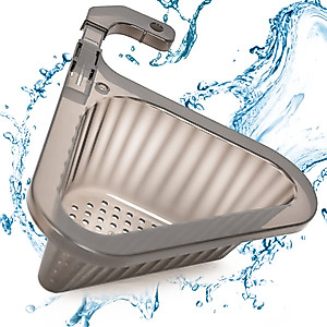 2 Pack Sink Basket, Kitchen Triangular Sink Filter,Corner Kitchen Sink Strainer Basket, Multifunctional Drain Shelf for Food Catcher (Gray)