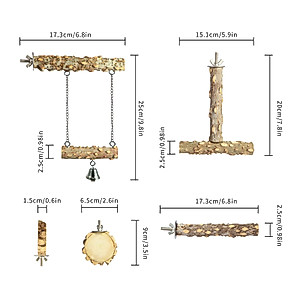 Bird Perches,4pcs Natural Wood Birds Stand Branch, Bird Perch Chewing Stick Cage Accessories Parrot Climbing Standing Branches Paw Grinding Fork Sets for Parakeet Lovebirds Cockatiels Conure Budgies