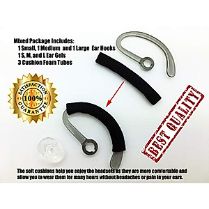 Premium Replacement Earbuds Ear Tips + Ear Hook Loops + Foam Spare + Earpads Fit Kit for Plantronics CS540 Savi W440 W740 W745 WH500 EarLoops EarHook Ear Bud Sleeve Part (Mixed S/M/L)
