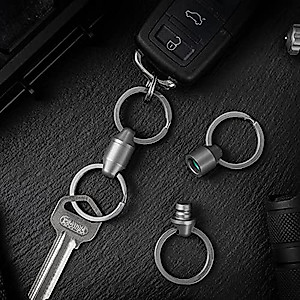 TIMULTI Quick Release Keychain,Titanium Detachable Pull Apart Key Chain,Quick Disconnect Swivel Connector Keychain Accessories with Key Ring