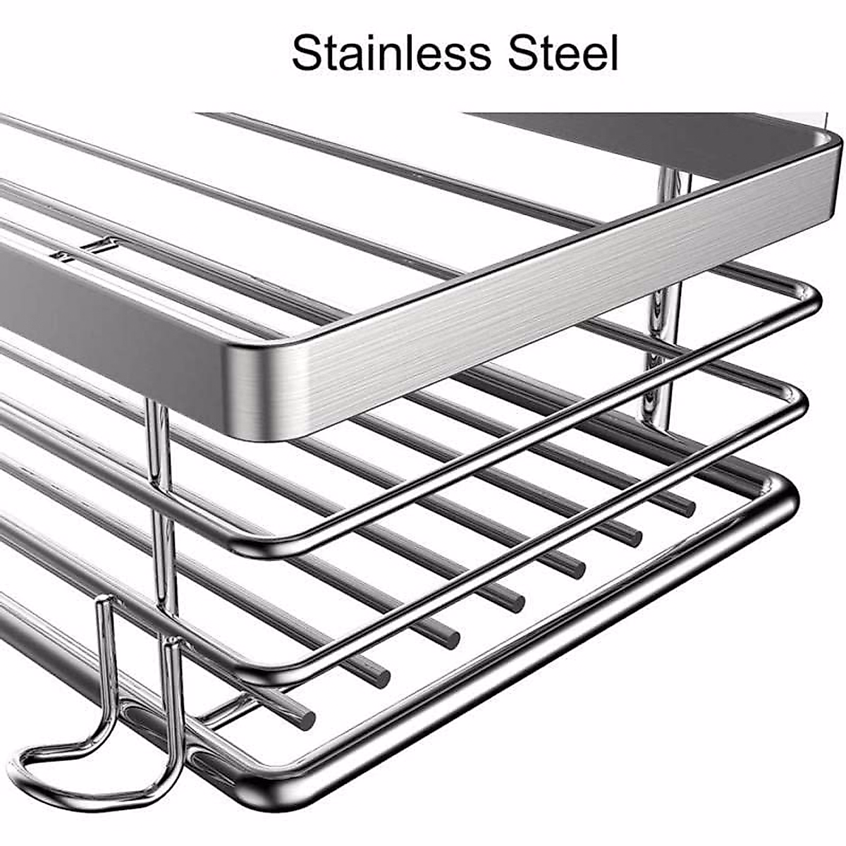 BebLP Adhesive Shower Caddy Soap Dish Holder Shelf with 5 Hooks Bathroom Generic Bathroom organizer Bathroom accessories Bathroom storage Shower organizer Storage organizer Home organization