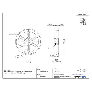 TB Woods BK1301 FHP Bored-to-size V-Belt Sheave, B Belt Section, 1 Groove, 1" Bore, Cast Iron, 12.75" OD, 1970 max rpm