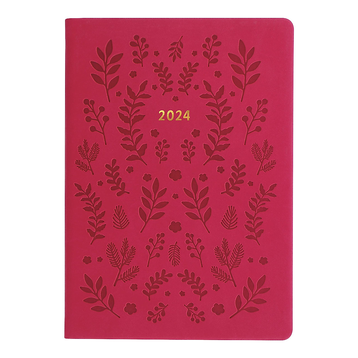 Letts of London Woodland Weekly Planner, 12 Months, January to December, 2024, A5 Size, 8.25" x 5.875", Multilingual, Pink (C082162-24)