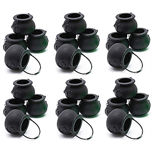 24 PCS Candy Kettle Black Novelty Cauldron Kettles with Handle for Halloween Trick or Treat Party Favors Mini Black Witch Cauldron