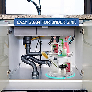 2 Tier Lazy Susan Organizer - 10 Inch Clear Lazy Susan Turntable for Cabinet - Tiered Acrylic Lazy Susan Spice Rack for Kitchen - 360° Turntable Organizer for Pantry Kitchen Bathroom Cabinet Fridge
