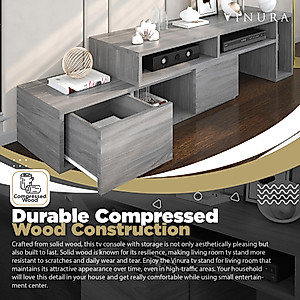 TV Stands for Living Room - 53” Gray Entertainment Center with Storage Shelves & Cabinets - Multipurpose TV Stand with Storage - Gray TV Stands for Living Room for Game Console