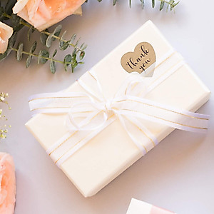 Brown Kraft Heart Shape Thank You Stickers / 500 Heart Labels / 1 1/8" Thank You Envelope Seals