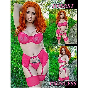 Avidlove Sexy Sleepwear for Women 4 Piece Sets High Waist Underwear(Pink S)